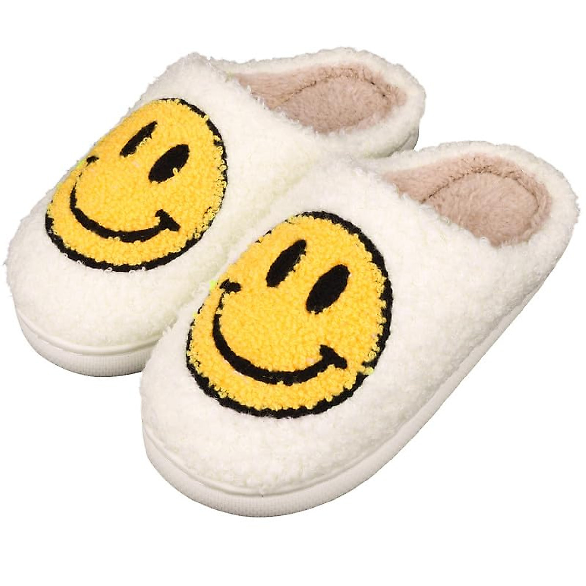 CWODOR Kids Slippers Boys Girls Plush Non-Slip House Slippers Cute Soft Slip-On Shoes For Little Big Kids White 4-4.5 Big Kids