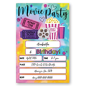 LoaHak Movie Birthday Decorations, Movie Party Celebration, Movie Night Invitations For Birthday. (088)