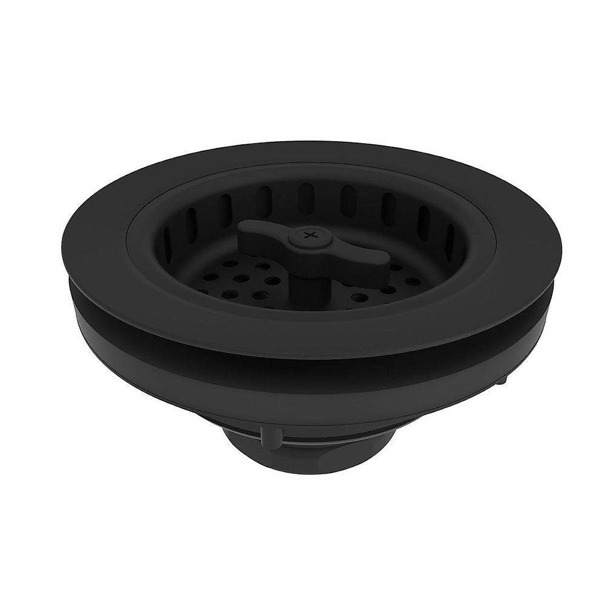 Brasstech 120/56 Large Solid Brass Wing Nut Locking Style Basket Strainer, Flat Black