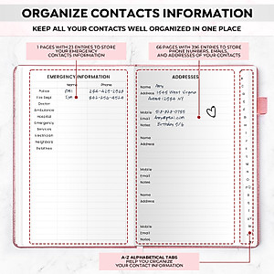 Address Book with Alphabetical Tabs，Hardcover Small Passwordbook，Phone Book Contact Book Large Print for Phone Numbers，Internet Website Logins，Address Books for Seniors 5"*7.6"-Pink