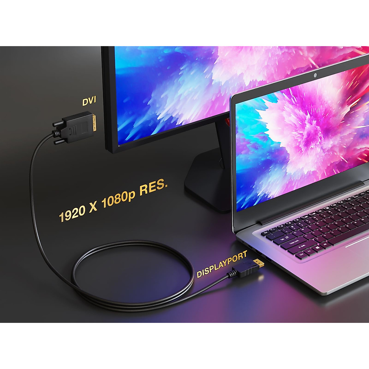 Cable Leader 15 ft Gold Plated Premium DisplayPort to DVI Cable 28 AWG