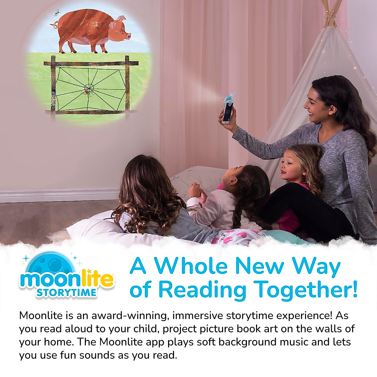 Moonlite Mini Projector With 4 Classic Eric Carle Stories, A New Way To Read Stories Together, 4 Eric Carle Digital Stories With Light Projector
