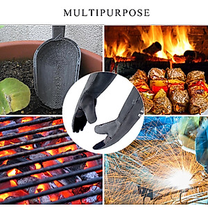 RAPICCA Fireplace Gloves Fire Heat Resistant: Grey 16IN - Fireproof Leather for Fireplace Fire pit Wood stove Campfire Furnace BBQ Grill Stick Mig Welding Welder Gear - one size 662℉