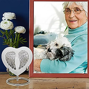 White Heart Keepsake Urn - Angel Heart Urn for Human Ashes - Handcrafted Angel Urn Heart - Honor Your Loved One with Mini Cremation Urn - Heart Shaped Urn Angel Wings - Small Urn for Baby & Infants
