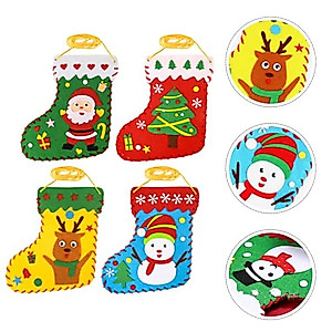 TOYANDONA 20pcs Christmas Felt DIY Stockings Crafts Create Your Own Santa Snowman Reindeer Christmas Decoration Ornaments Christmas Stocking Sewing Kits for Xmas Holiday Party