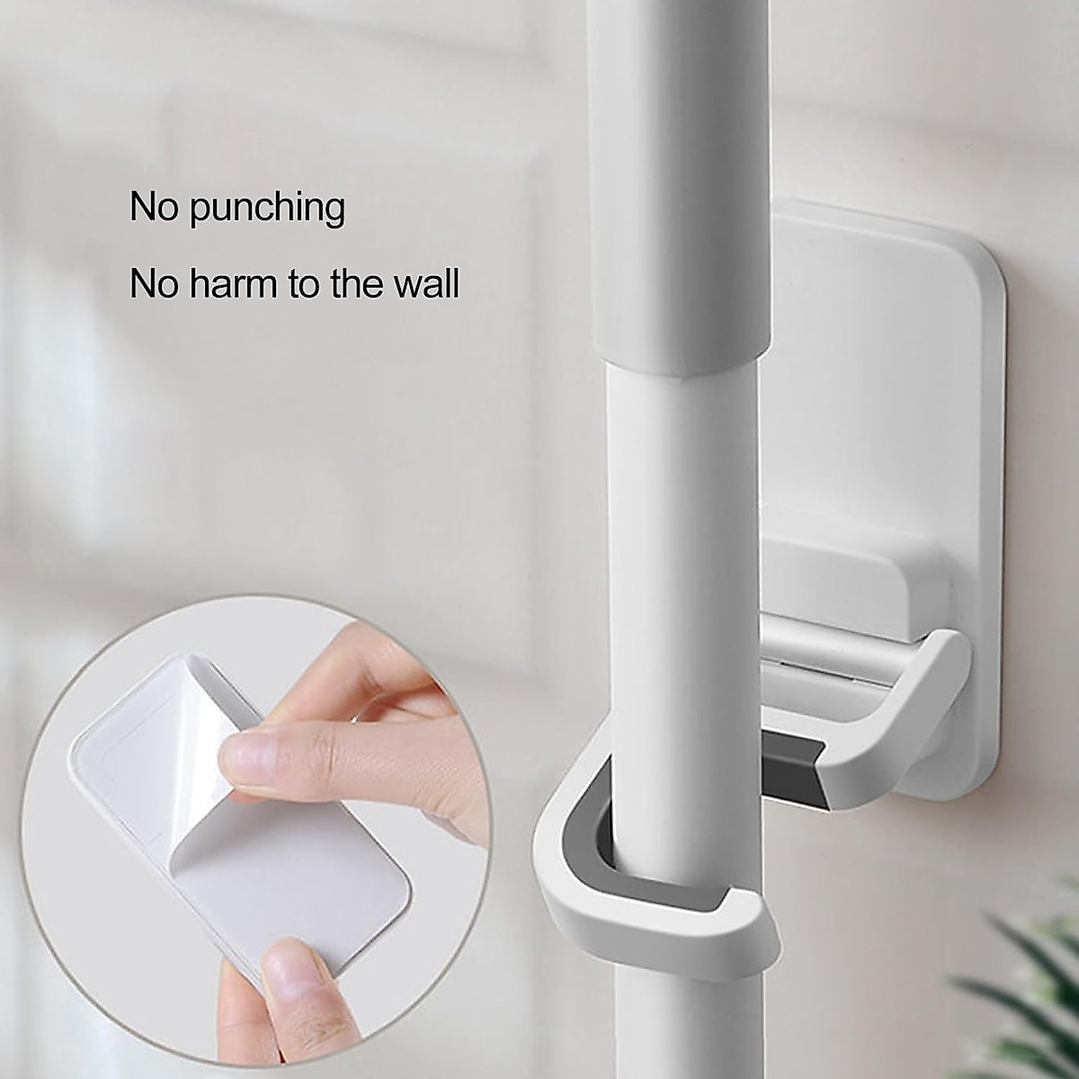 4/6/8PCS Peel and Stick Mop & Broom Holders, Mop and Broom Wall Holder Peel and Stick, Broom And Mop Organizer Wall Hanging, Broom Holder Wall Mount Self Adhesive, Broom Closet Organizer Hooks (4PCS)
