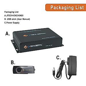 J-Tech Digital HDMI Encoder 1080P H.264 H.265 IPTV Livestream Encoder with Audio Embed Supports NDI HX HX2, RTSP, RTMP RTMPS, HTTP, UDP, ONVIF [JTECH-ENCH5NDI|HX]
