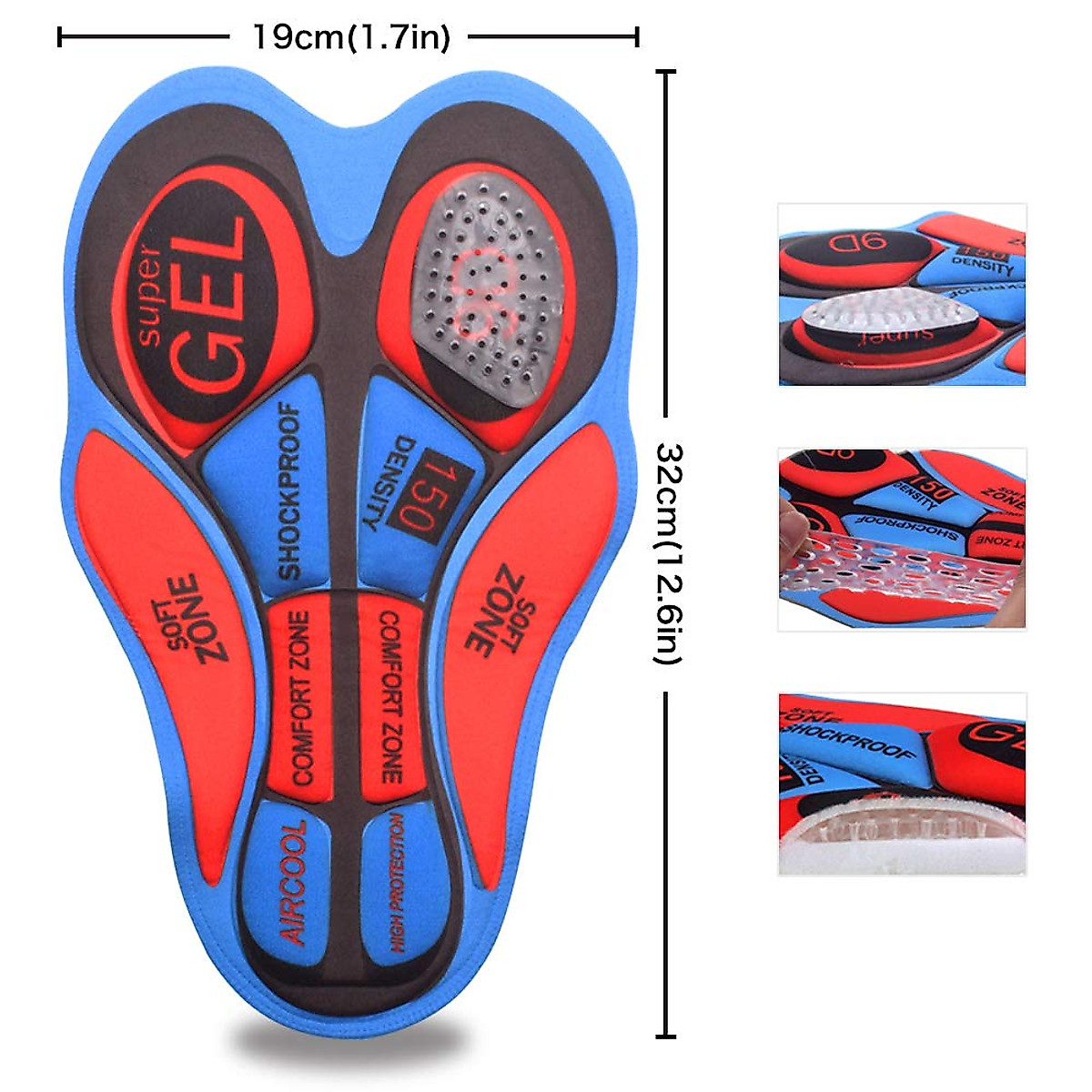 JEPOZRA Men's Cycling Underwear Shorts 3D Padded Bike Shorts Breathable Quick Dry Pants Black (Red,XXL)