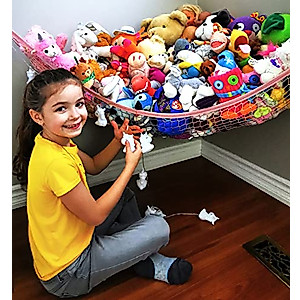 MiniOwls Storage Hammock Stuffed Toys Organizer - Fits 20-30 Plush Animals. Great Mermaid Gift for Girls. Instead of Bins and Toy Chest – Displays Teddies Easily. (Unicorn, Large (Pack of 1)