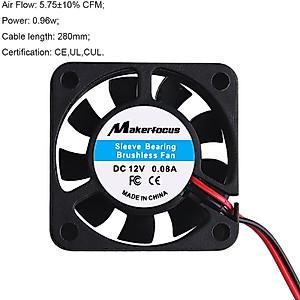 MakerFocus 4pcs 3D Printer Fan 12V, 40mm 12 Volt Fan 0.08A DC Mini Quiet Cooling Fan 40X40X10mm with 28cm Cable for 3D Printer, DVR and Other Small Appliances Series Repair Replacement