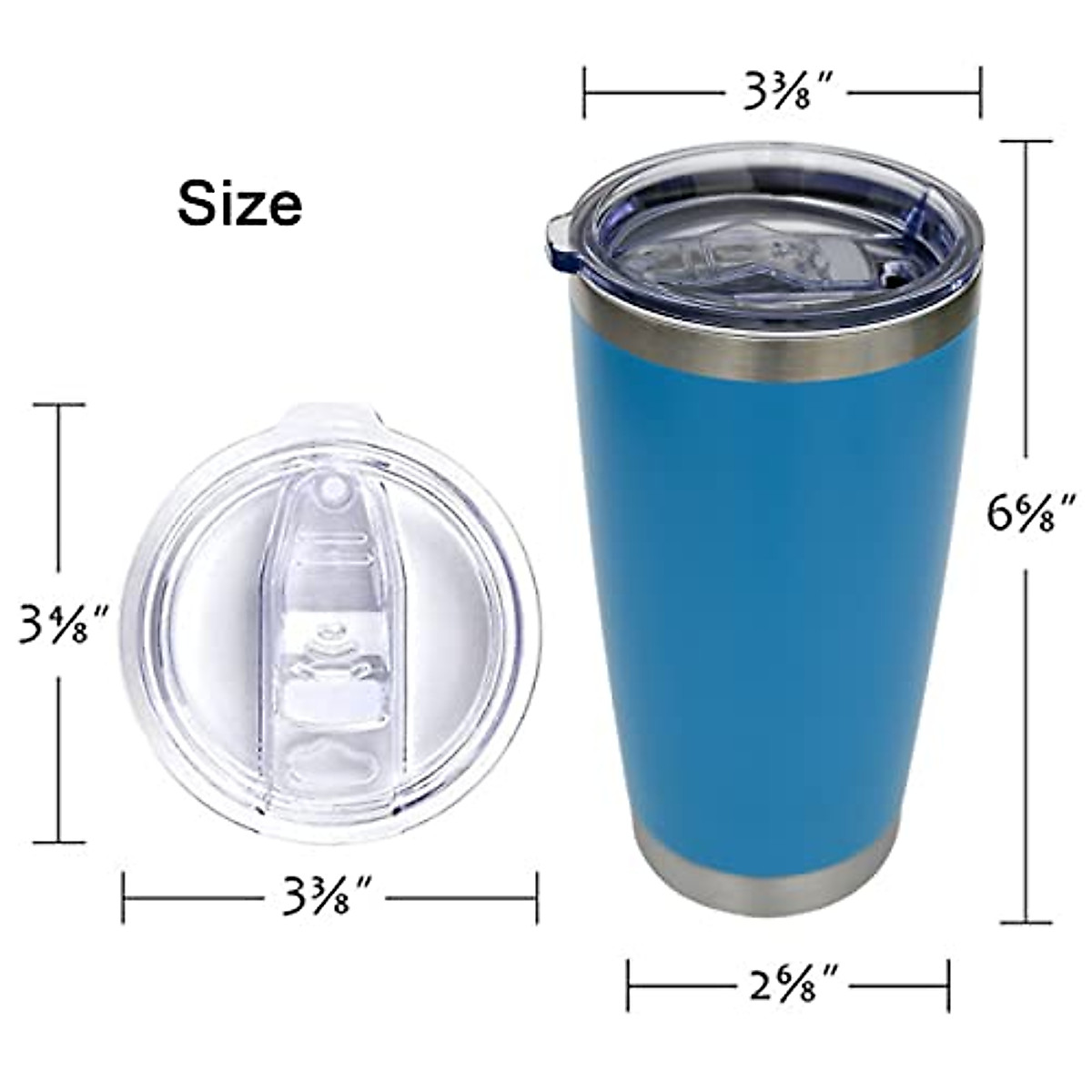 Wotermly Travel Coffee Mugs with Lid, Blue Insulated Coffee Mugs, Reusable Temperature Control Coffee Cups Tumblers, 20oz Stainless Steel Double Wall Vacuum Coffee Travel Mug, 1 Blue
