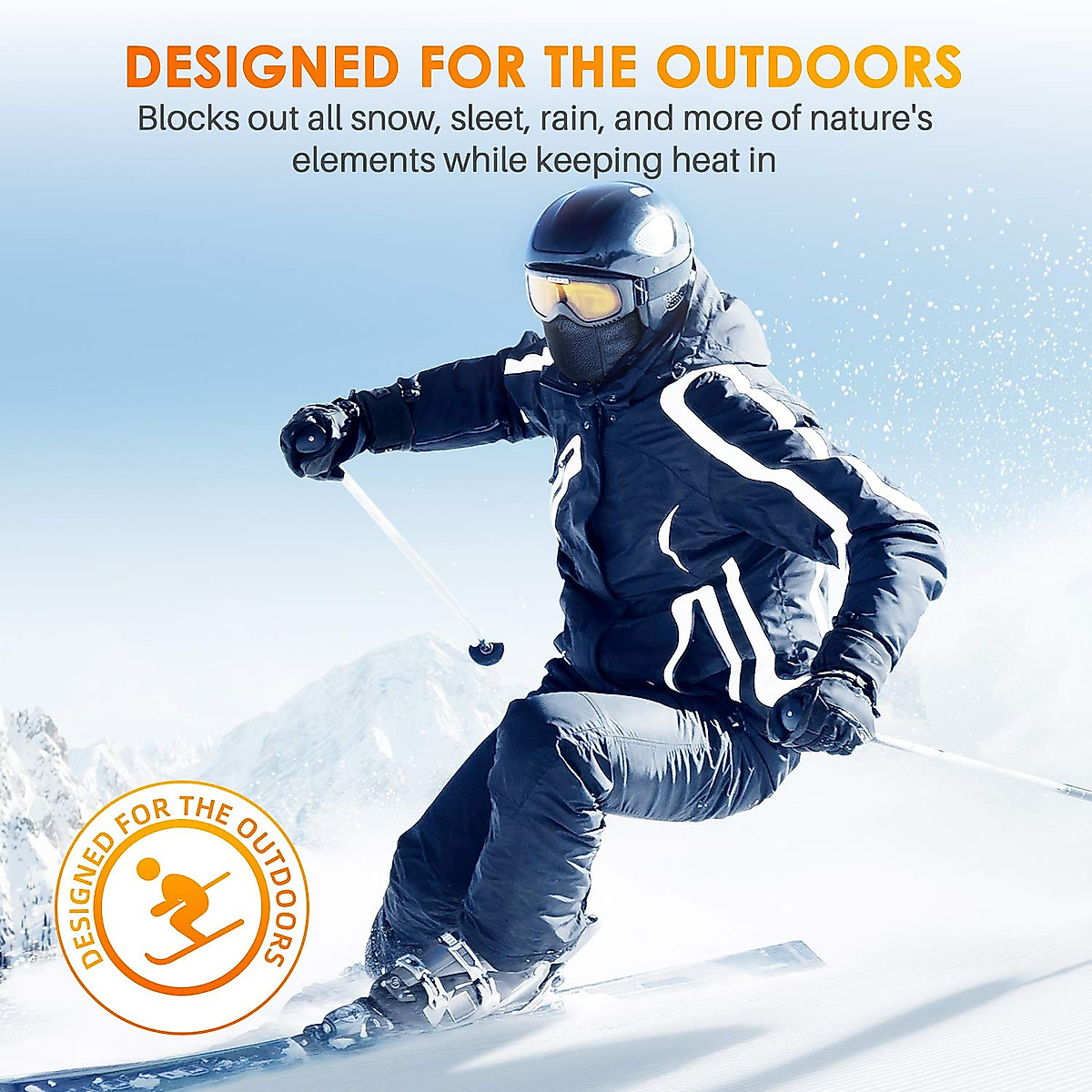 AstroAI Ski Mask Windproof Balaclava for Cold Weather, Winter Face Mask Breathable Stretchable for Skiing, Snowboarding, Black