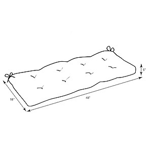 Pillow Perfect Tory Solid Indoor/Outdoor Wicker Patio Sofa/Swing Cushion Tufted, Weather and Fade Resistant, 18" x 48", Ivory