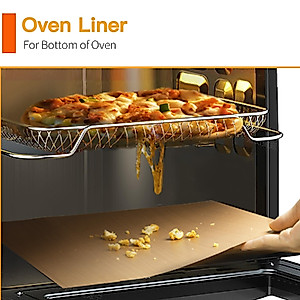 SKYBD 2 Pack Oven Liners for Bottom of Oven, Reusable - Heavy Duty Non-stick Teflon Mats 16"x 24", Easy to Clean - Electric Gas Oven Floor Protector Liner -Reduce Food Spills and Stuck (Copper, 2)