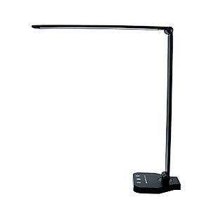White crown LED Desk Lamp Dimmable Table Lamp Reading Lamp with USB Charging Port, 5 Lighting Modes, Sensitive Control, 30/60 Minutes Auto-Off Timer (Black)