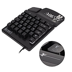 Mini Gaming Keyboard, One Handed Keyboard 35 Keys Ergonomic Design Driver Free for Esports Game for Computer