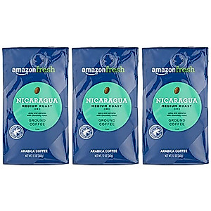 Amazon Fresh Direct Trade Nicaragua Ground Coffee, Medium Roast, 12 Ounce (Pack of 3)
