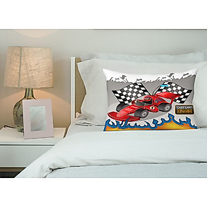 Yekiua Racing Car Pillow Sham Flames Race Car Finish Line Flags Rectangular Pillow Cover Cushion Cover for Bed Couch Sofa King Size 20 X 36 Inches