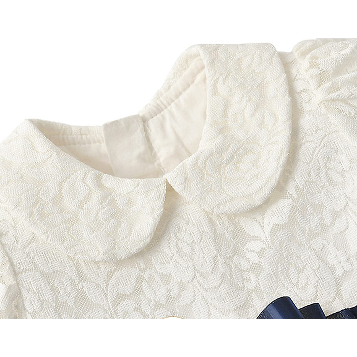 DINGDONG'S CLOSET Baby Tollder Kid Girl Short Sleeve White Flower Bowknot Lace Princess Dress (3T)