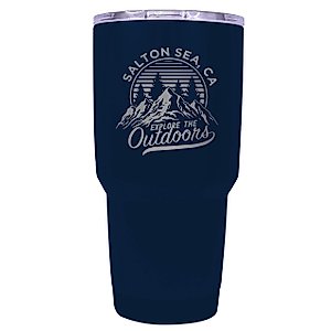 R and R Imports Salton Sea California Souvenir Laser Engraved 24 oz Insulated Stainless Steel Tumbler Navy.