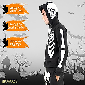 NOROZE Men's Halloween Skeleton Tracksuit Hoodie Jumper Joggers Unisex Set (M, Skeleton Black)