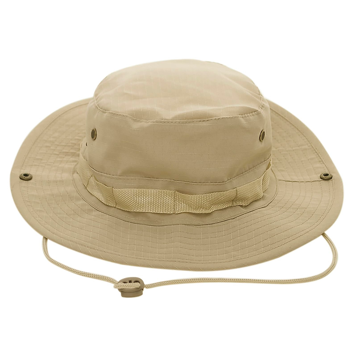 TopTie Wide Brim Bucket Boonie Hat Summer Outdoor Fishing Sun Cap with Chin Strap-Khaki