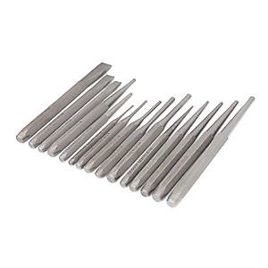 NEIKO 02626A Punch and Chisel Set | 16 Piece | Cold Chisels, Taper, Pin & Center Punches | Chrome Vanadium Steel | Roll Up Pouch | Chisel Tip Gauge | Ground and Polished | Tapered Striking Head