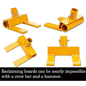 Pallet Buster Deluxe with Nail Cutting Pliers | 41" Collapsible Handle - Deck Wrecker - Best Wrecking Bar for Breaking Pallets - Steel Head - 2 Secure Locking Pins - Yellow - Molomax