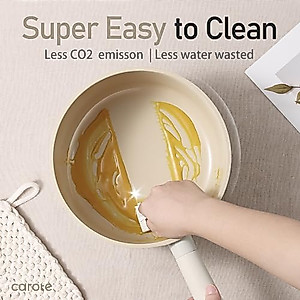 CAROTE 2QT+4QT Ceramic Saucepan Set with Lid, Nonstick Sauce Pans, Dishwasher Safe, Large Kitchen Pots Non-stick Cooking Pot Sauce Pan Set with 4 pcs for Kitchen, Induction Pot, PFOA Free