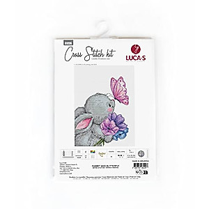 Luca-S Cross Stitch Kit - Rabbit and Butterfly, Counted Cross Stitch Kit, Embroidery Needlecraft Kit