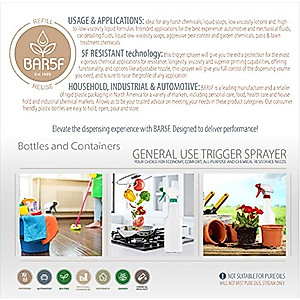 Bar5F Plastic Spray Bottles with Mixor Trigger, 32 oz | Professional, Leak Proof, Empty, Adjustable Fine to Powerful Sprayer, Refillable | Water Plants, Cleaning Solutions | Crystal Clear | Pack of 3