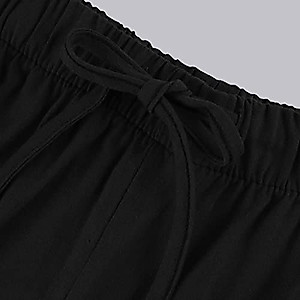 IAMAGOODLADY Palazzo Pants Women's 9-Pant Loose High Waist Cotton Linen Women's High Waisted Pants Linen Pants Women Summer Waisted Elastic Waistband Palazzo