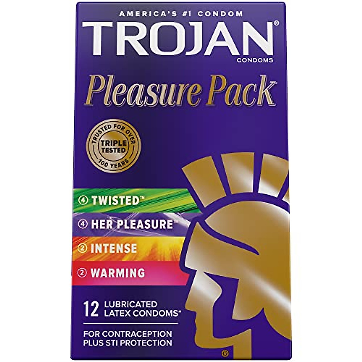 Trojan Pleasure Variety Pack Lubricated Condoms - 12 Count