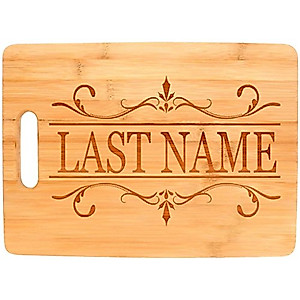 Custom Wedding Gift Couples Enter Last Name Personalized Big Rectangle Bamboo Cutting Board Bamboo