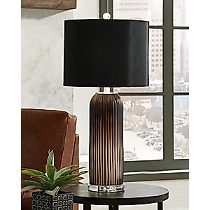 Signature Design by Ashley Abaness Contemporary 28.63" Glass Table Lamp, 2 Count, Black