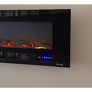 e-Flame USA Livingston 60-inch Wall Mount LED 3-D Electric Fireplace Stove with Timer and Remote - 3-D Log and Fire Effect
