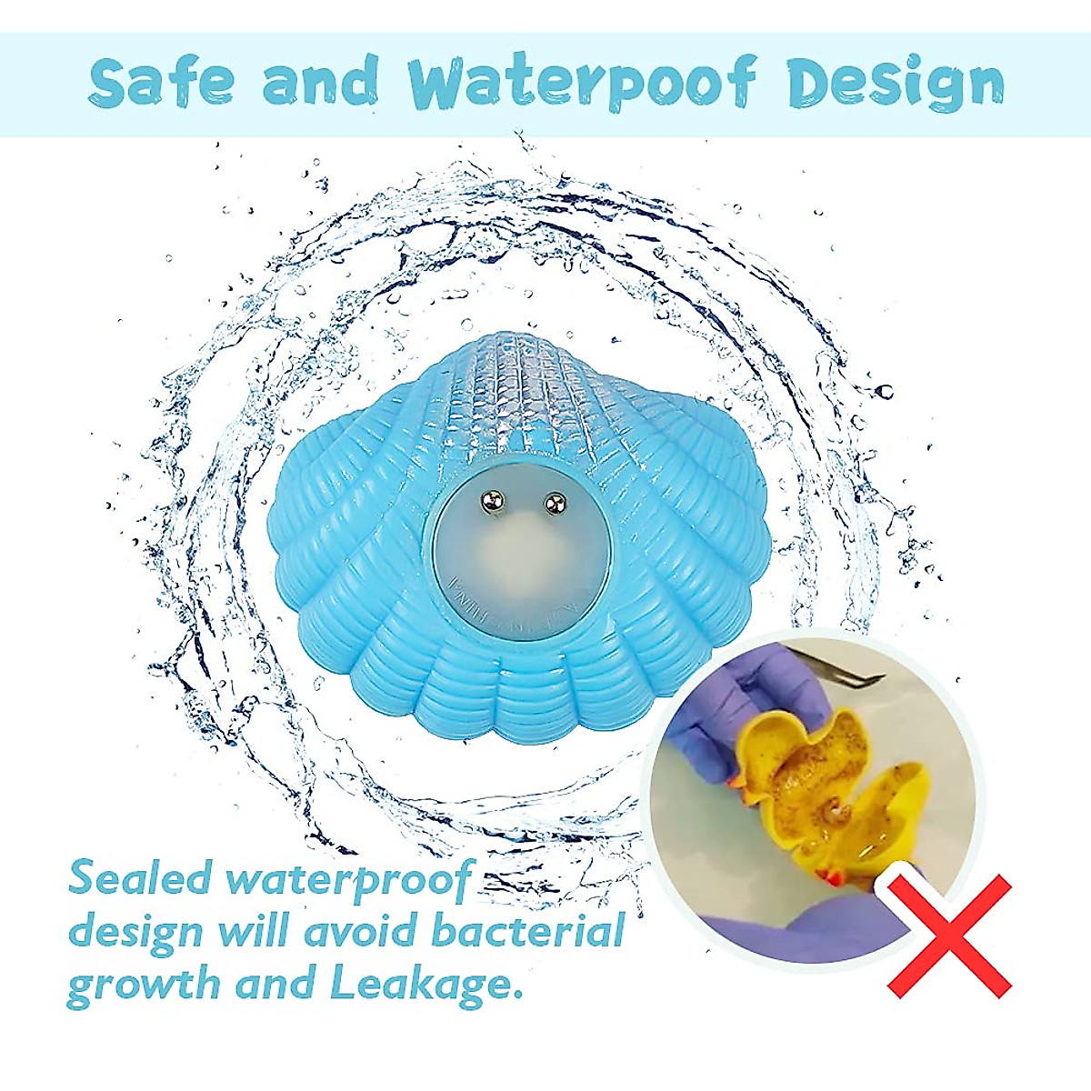 Bath Toys for Toddlers 1-3, No Hole Cute Light Up Bathtub Toys Floating Rubber Sea Animal Set with Flashing Colorful LED Light Unicorn Mermaid for Bathroom Shower Swimming Pool Party for Baby Girl Boy