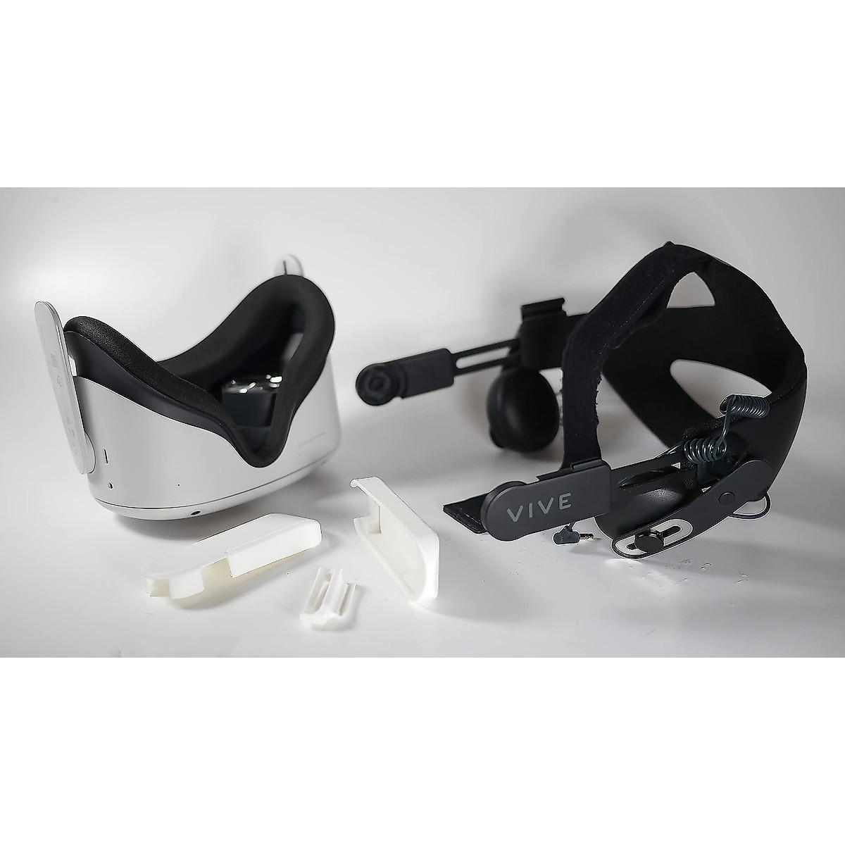 Business Company VR FrankenQuest 2 Adapter Kit for Oculus Quest 2 to Vive Deluxe Audio Strap (Overhang White)