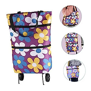 Ciieeo Pull Bag Collapsible Trolley Bags Tote Portable Wagon Shopping Trolley Trolly Cart with Wheels Plastic Wheelbarrow Shopping Bag Shopping Cart Grocery Cart with Wheels Handbag