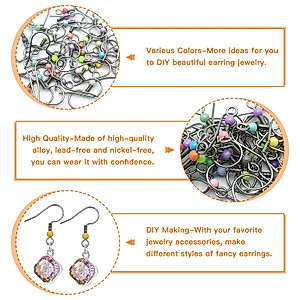 120pcs Hypoallergenic Earring Hooks for Jewelry Making,Ear Wires Fish Hooks French Wire Hooks Colorful Fish Hook Earrings French Ear Wires for DIY Earring Making Supplies Kit(Random Color)