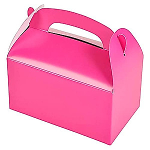 The Dreidel Company Gable Treat Boxes, Party Favors, 6.25" x 3.5" x 3.5" Inch Box, Pack of 25 (Pink)