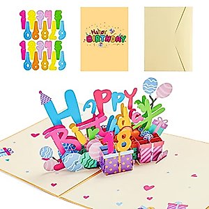 3D Pop Up Birthday Card Siumir Birthday Greeting Card with Envelope Gift Card Numbers 0-9 Personalized for Kids, Women, Men