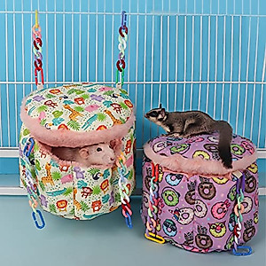 Jevnd Rat Hanging Bed, Sugar Glider Cage Accessories, Guinea Pig Warm Sleeping Nest Bed, Small Animals Cage Hammock for Squirrel, Hamster, Parrot