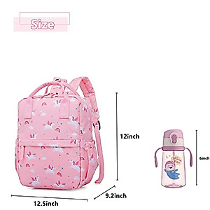 Cute Preschool Backpack Toddler School Book Bag for Girls Boys Kids Kindergarten Nursery Travel Bag with Chest Strap(12inch, Pink Unicorn)