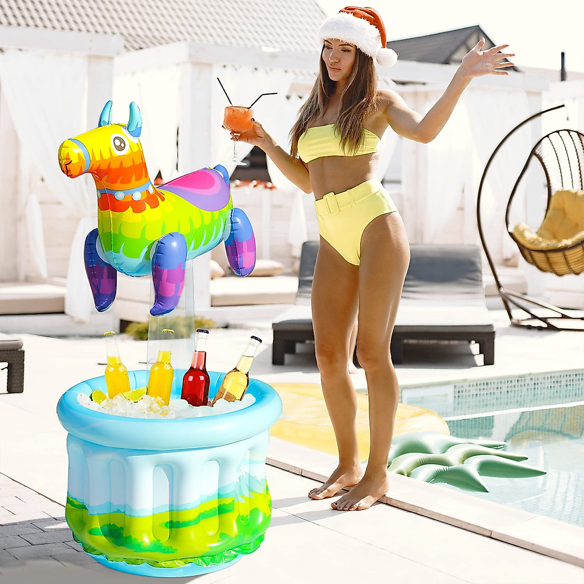 PARENTSWELL 2 Pack Inflatable Cactus Cooler, 47.5'' Blow Up Pool Party Drink Cooler Ice Bucket with Sombrero Hat, Mexican Fiesta Party Decorations Supplies for Cinco De Mayo Party Decor