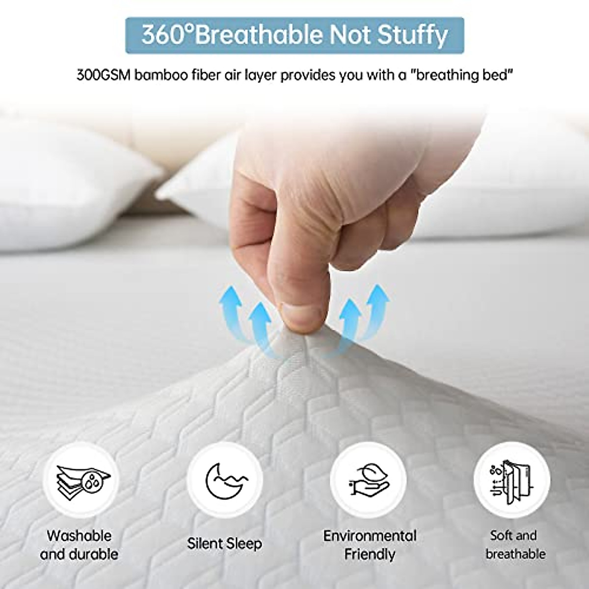 ONLIMET Mattress Topper Queen, 3 Inch Queen Memory Foam Mattress Topper for Body Support & Pressure Relief with Breathable & Removable & Washable Bamboo Fiber Cover Queen Mattress Topper (60X80'')