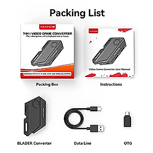 AIMVICE Keyboard and Mouse Adapter Compatible with Nintendo Switch/Xbox Series (X/S)/Xbox One/PS4/PS3, Video Game Converter, Adjustable Mouse Sensitivity, Support Customize Keys