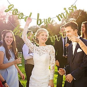 Goodbye Miss Hello Mrs Banner for Bachelorette Party Decorarions, Bridal Shower, Engagement, Bride to Be, Wedding Party Supplies (Gold Glitter)