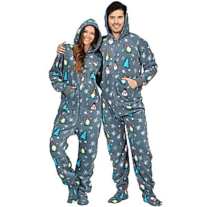 Footed Pajamas - Family Matching - Merry Gnomes Kids Hoodie Fleece One Piece - Kids - XLarge (Fits 5'0-5'3")