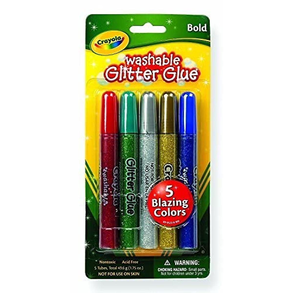 Crayola Washable Glitter Glue, Bold Blazes, Colors may vary, 5 Count, 1.75 oz